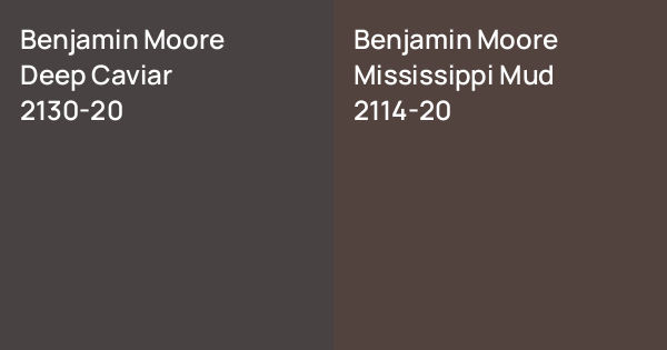 Benjamin Moore Deep Caviar vs. Benjamin Moore Mississippi Mud comparison