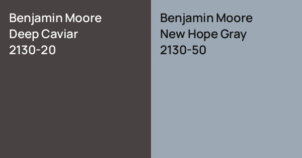 Benjamin Moore Deep Caviar vs. Benjamin Moore New Hope Gray comparison