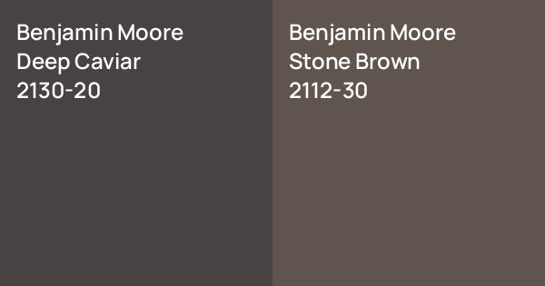 Benjamin Moore Deep Caviar vs. Benjamin Moore Stone Brown comparison