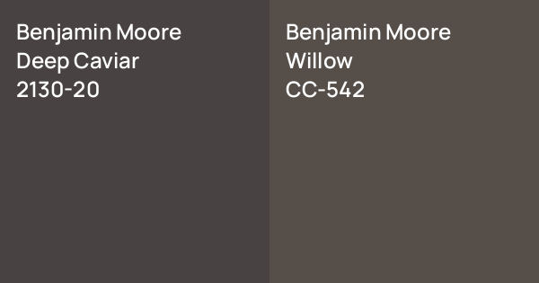 Benjamin Moore Deep Caviar vs. Benjamin Moore Willow comparison