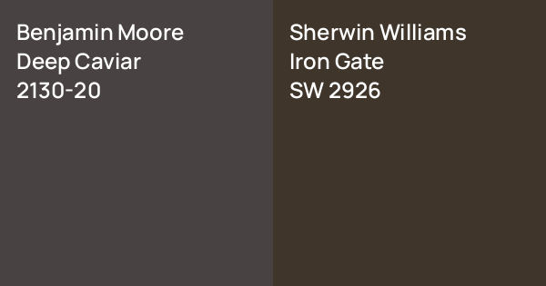 Benjamin Moore Deep Caviar vs. Sherwin Williams Iron Gate comparison