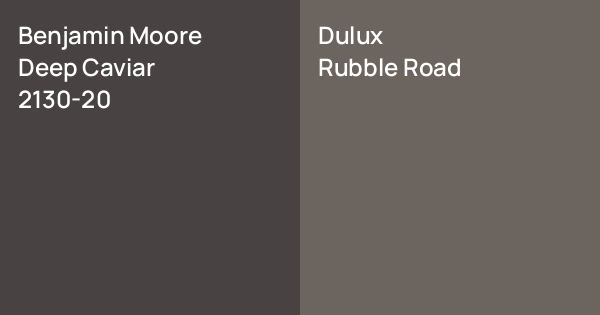 Benjamin Moore Deep Caviar vs. Dulux Rubble Road comparison