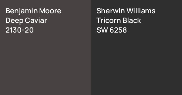 Benjamin Moore Deep Caviar vs. Sherwin Williams Tricorn Black comparison