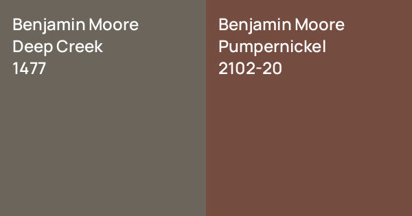 Benjamin Moore Deep Creek vs. Benjamin Moore Pumpernickel comparison