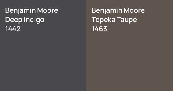 Benjamin Moore Deep Indigo vs. Benjamin Moore Topeka Taupe comparison