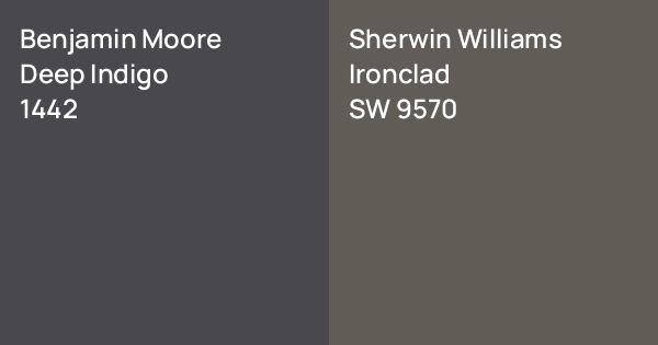 Benjamin Moore Deep Indigo vs. Sherwin Williams Ironclad comparison