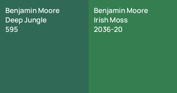 Benjamin Moore Deep Jungle vs. Benjamin Moore Irish Moss comparison