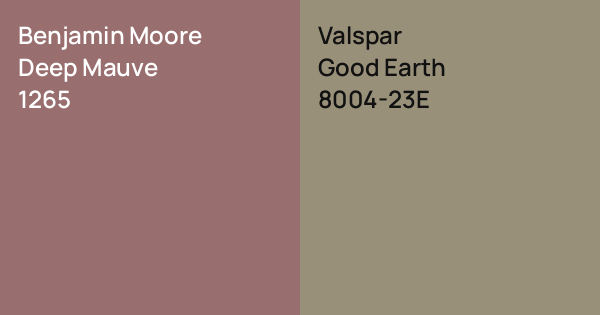 Benjamin Moore Deep Mauve vs. Valspar Good Earth comparison