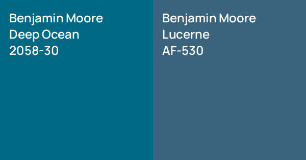 Benjamin Moore Deep Ocean vs. Benjamin Moore Lucerne comparison