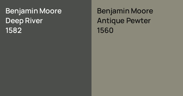 Benjamin Moore Deep River vs. Benjamin Moore Antique Pewter comparison