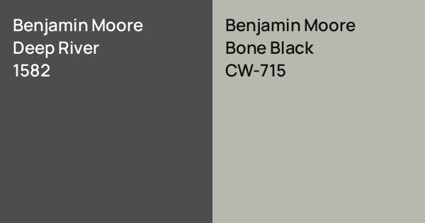 Benjamin Moore Deep River vs. Benjamin Moore Bone Black comparison