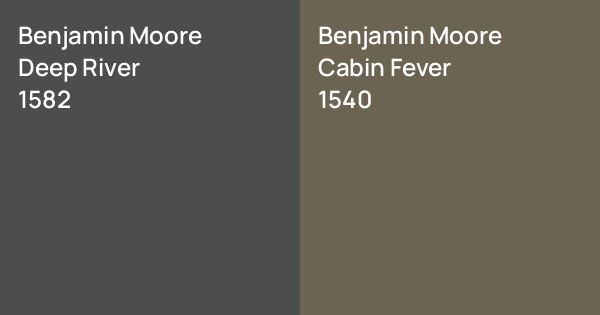 Benjamin Moore Deep River vs. Benjamin Moore Cabin Fever comparison
