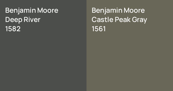 Benjamin Moore Deep River vs. Benjamin Moore Castle Peak Gray comparison