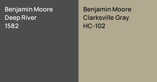 Benjamin Moore Deep River vs. Benjamin Moore Clarksville Gray comparison