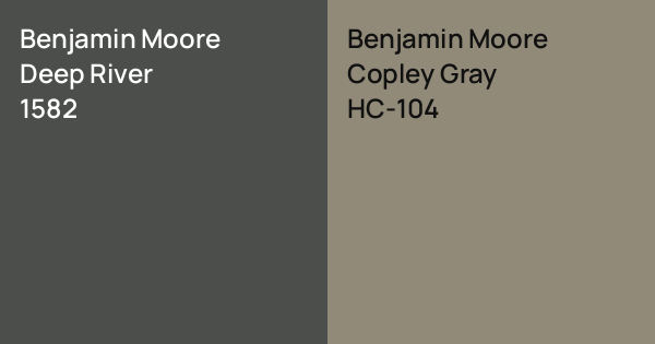 Benjamin Moore Deep River vs. Benjamin Moore Copley Gray comparison