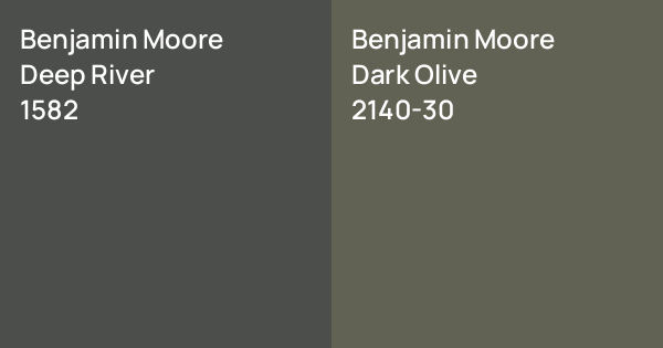 Benjamin Moore Deep River vs. Benjamin Moore Dark Olive comparison