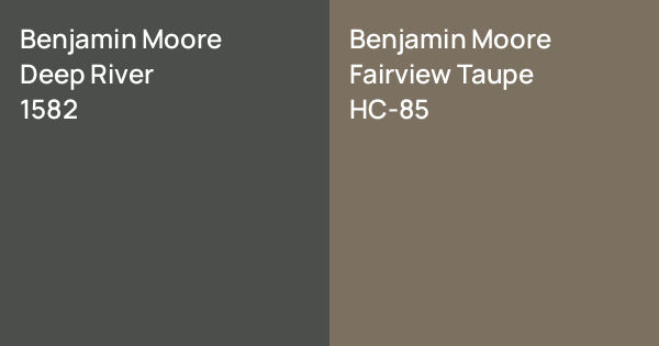 Benjamin Moore Deep River vs. Benjamin Moore Fairview Taupe comparison