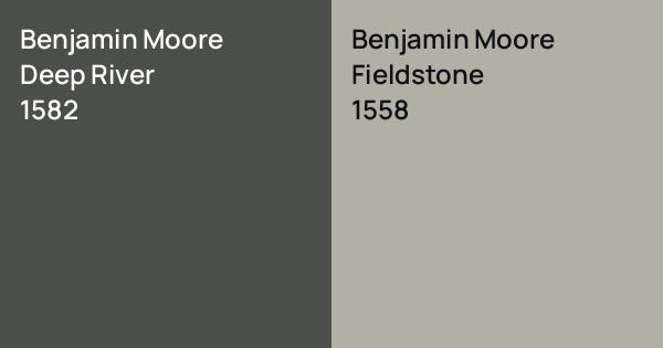 Benjamin Moore Deep River vs. Benjamin Moore Fieldstone comparison
