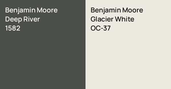 Benjamin Moore Deep River vs. Benjamin Moore Glacier White comparison
