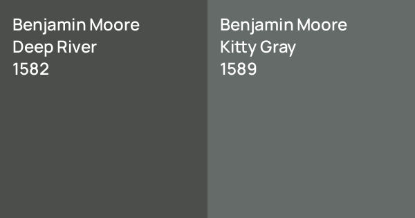 Benjamin Moore Deep River vs. Benjamin Moore Kitty Gray comparison
