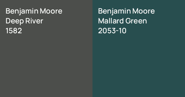Benjamin Moore Deep River vs. Benjamin Moore Mallard Green comparison