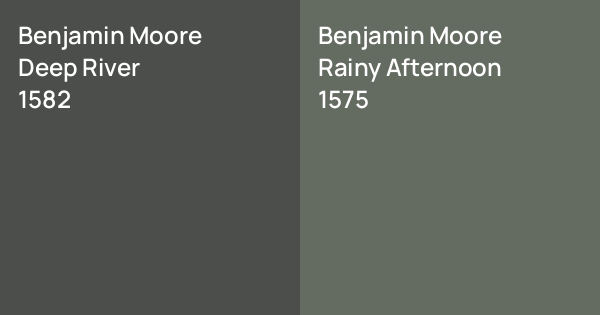 Benjamin Moore Deep River vs. Benjamin Moore Rainy Afternoon comparison