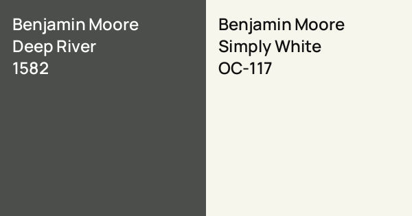 Benjamin Moore Deep River vs. Benjamin Moore Simply White comparison