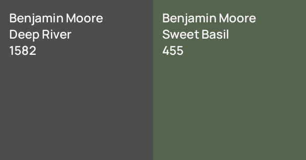 Benjamin Moore Deep River vs. Benjamin Moore Sweet Basil comparison
