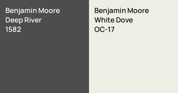 Benjamin Moore Deep River vs. Benjamin Moore White Dove comparison