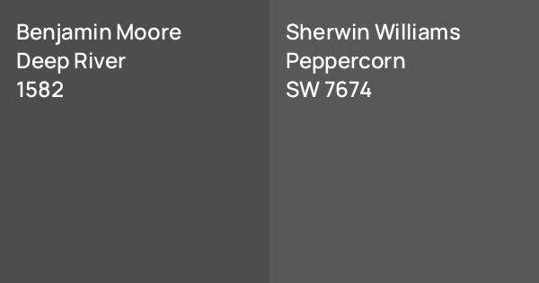 Benjamin Moore Deep River vs. Sherwin Williams Peppercorn comparison