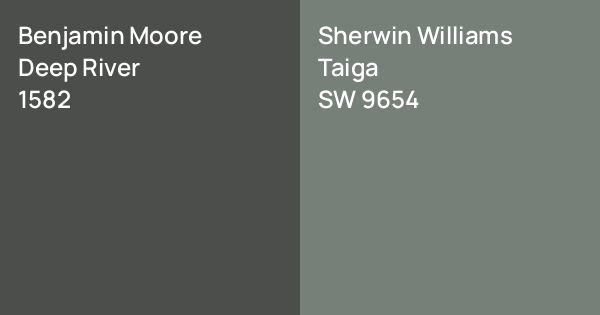 Benjamin Moore Deep River vs. Sherwin Williams Taiga comparison