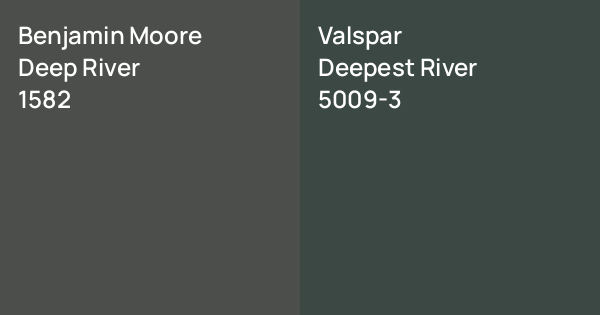 Benjamin Moore Deep River vs. Valspar Deepest River comparison