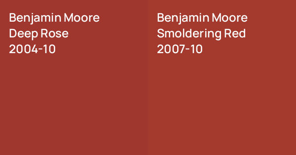 Benjamin Moore Deep Rose vs. Benjamin Moore Smoldering Red comparison