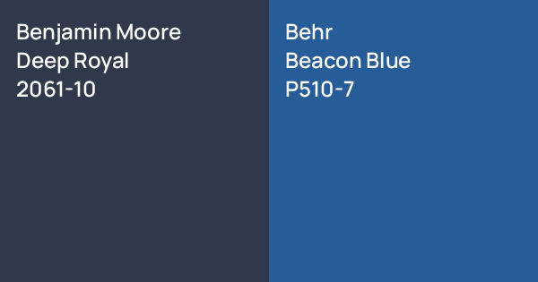 Benjamin Moore Deep Royal vs. Behr Beacon Blue comparison