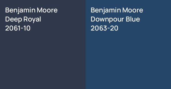 Benjamin Moore Deep Royal vs. Benjamin Moore Downpour Blue comparison