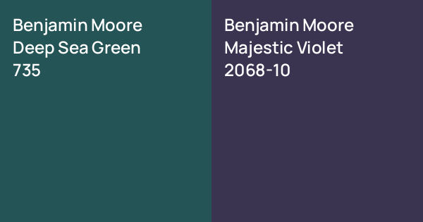 Benjamin Moore Deep Sea Green vs. Benjamin Moore Majestic Violet comparison