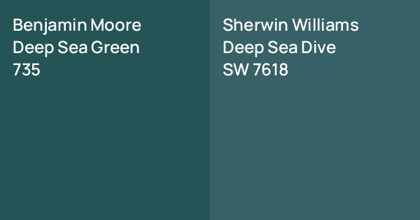 Benjamin Moore Deep Sea Green vs. Sherwin Williams Deep Sea Dive comparison