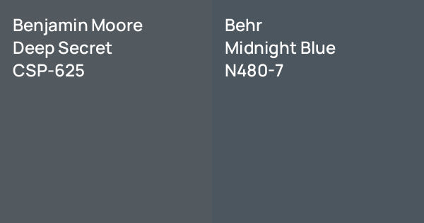 Benjamin Moore Deep Secret vs. Behr Midnight Blue comparison