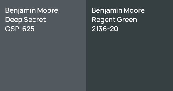 Benjamin Moore Deep Secret vs. Benjamin Moore Regent Green comparison