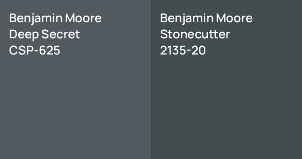 Benjamin Moore Deep Secret vs. Benjamin Moore Stonecutter comparison