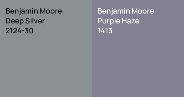 Benjamin Moore Deep Silver vs. Benjamin Moore Purple Haze comparison