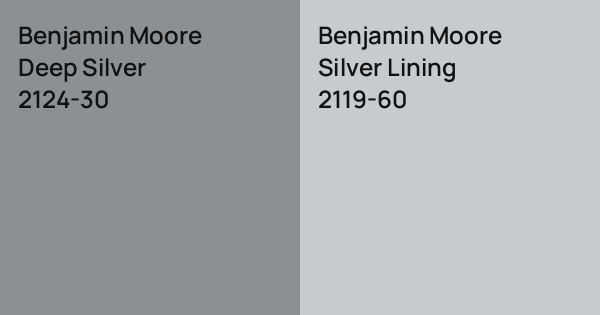 Benjamin Moore Deep Silver vs. Benjamin Moore Silver Lining comparison