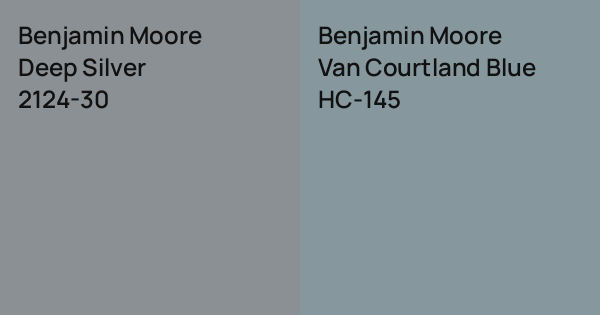 Benjamin Moore Deep Silver vs. Benjamin Moore Van Courtland Blue comparison
