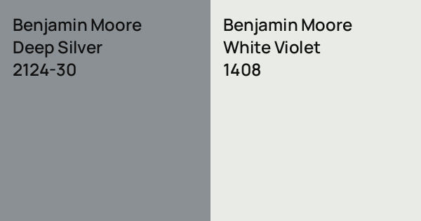 Benjamin Moore Deep Silver vs. Benjamin Moore White Violet comparison