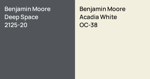 Benjamin Moore Deep Space vs. Benjamin Moore Acadia White comparison