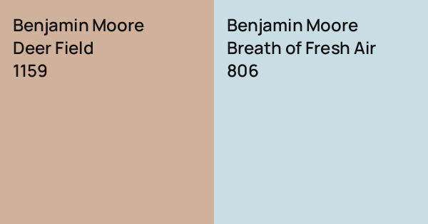 Benjamin Moore Deer Field vs. Benjamin Moore Breath of Fresh Air comparison