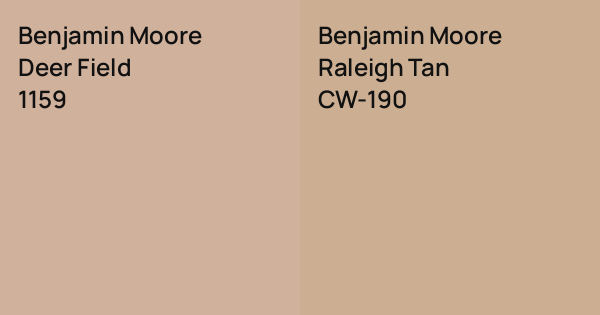Benjamin Moore Deer Field vs. Benjamin Moore Raleigh Tan comparison