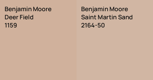 Benjamin Moore Deer Field vs. Benjamin Moore Saint Martin Sand comparison