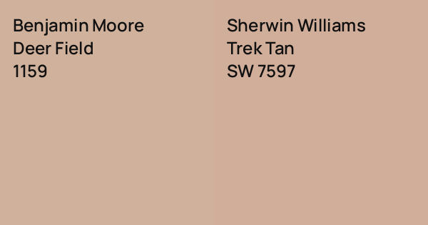 Benjamin Moore Deer Field vs. Sherwin Williams Trek Tan comparison