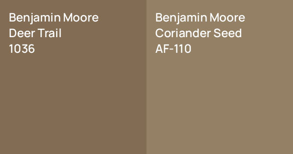 Benjamin Moore Deer Trail vs. Benjamin Moore Coriander Seed comparison